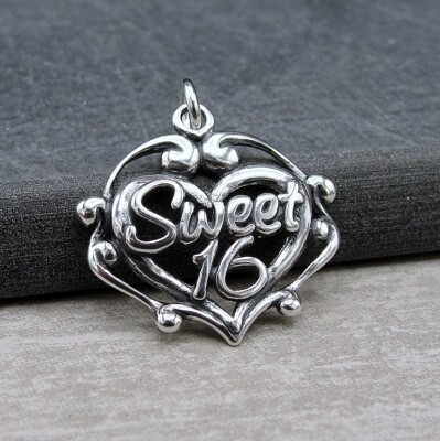 925 Sterling Silver Sweet Sixteen Charm - Sweet 16 Charm - 16th ...