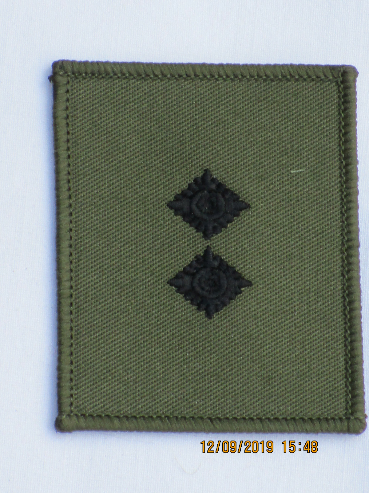 Rank Badge; Lieutenant, Black on Olive, 70x55mm, Commando Rank Badge | eBay