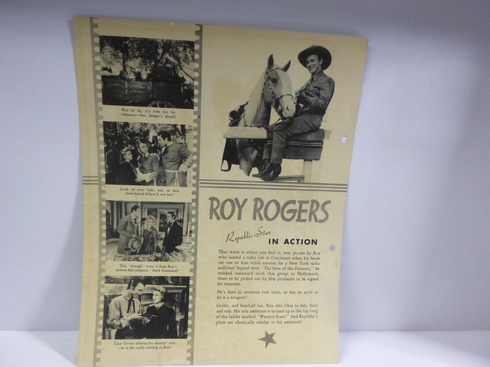 ROY ROGERS & TRIGGER Vintage Studio Promo Photograph Western Movie Star ...