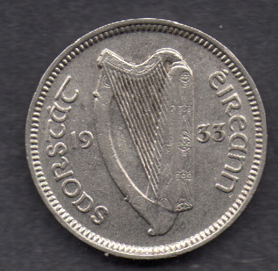 1933 Ireland Eire 3d threepence Hare coin RARE Date | eBay