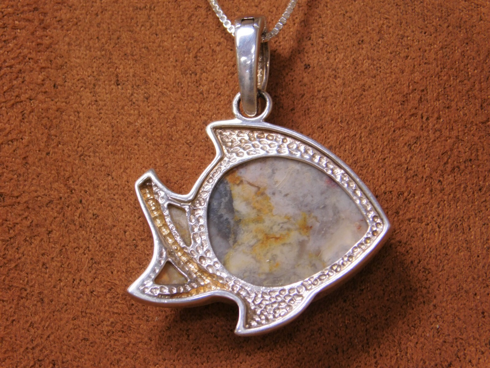 Agate Fish Sterling Silver Necklace - Gem