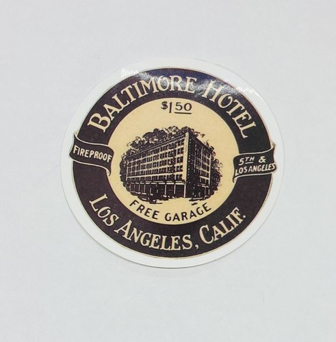 Baltimore Hotel Sticker Los Angeles Calif. Art Decal Vinyl Travel ...