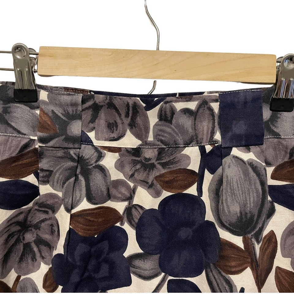 Boden Linen Pleated Skirt Floral Print Side Zip US 6R | eBay