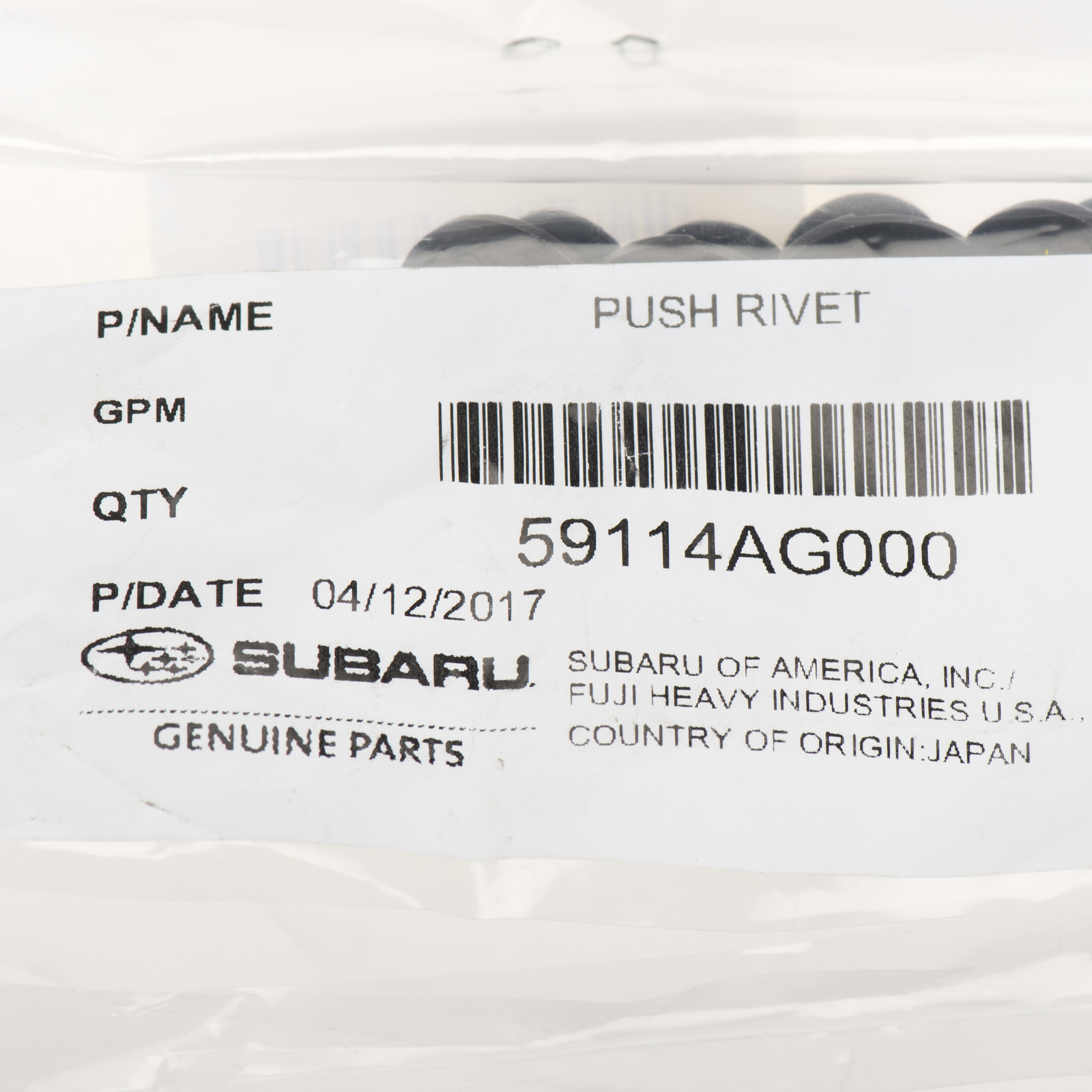 OEM Subaru Set of 4 Fender Liner Retainer Rivets 2006-2014 Impreza ...