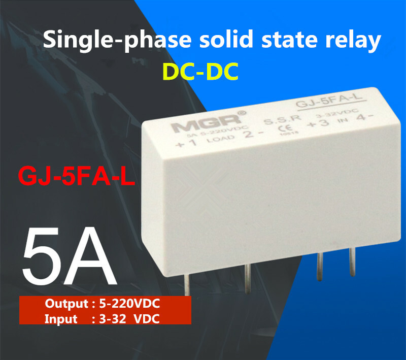 1pcs GJ-5FA-L single-phase solid state relay 5A DC-DC load 5-220VDC/IN ...