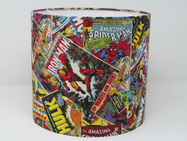 Lampshade Marvel Comic Book Spiderman Ironman Super Hero Drum Light ...