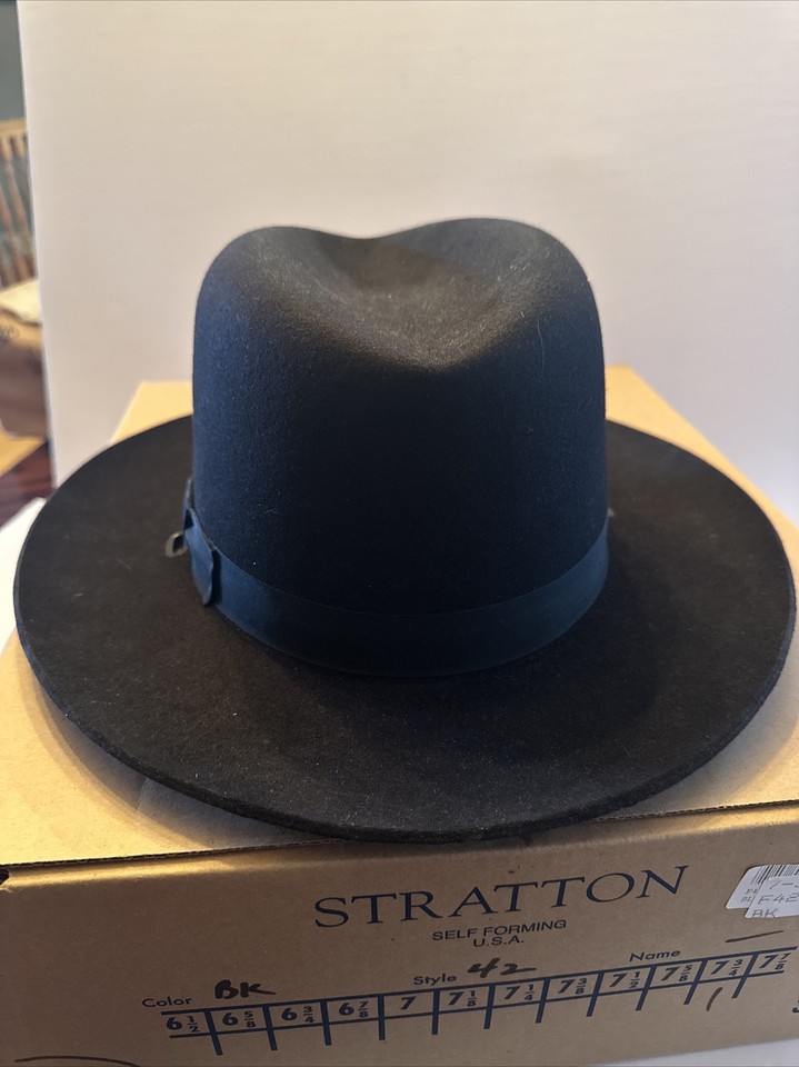 NEW Stratton Sheriff Style FELT Hat 42 Double Brim Oval BLACK *Multiple ...