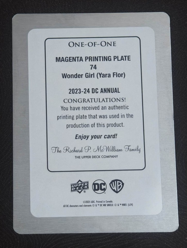 2023-24 DC ANNUAL #74 PLATE 1/1 WONDER GIRL (YARA FLOR) | eBay