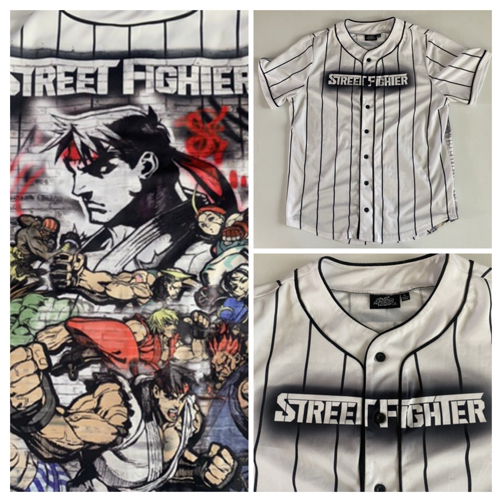 Capcom Street Fighter Baseball Jersey Size L Ryu Rug - Gem