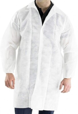 25 = 1 CASE CELLUCAP PROFESSIONAL WHITE UNISEX SNAP LAB COATS LONG ...