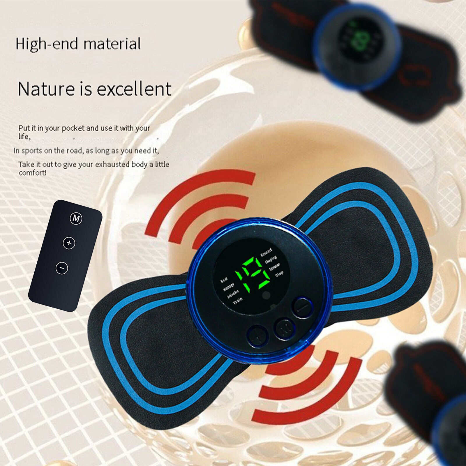 Portable Mini Electric Neck Back Massager EMS Cervical Massage Patch ...