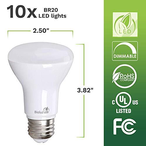 10 Pack Bioluz LED 90 CRI R20 BR20 LED Bulb 3000K Bright Soft White 6W ...