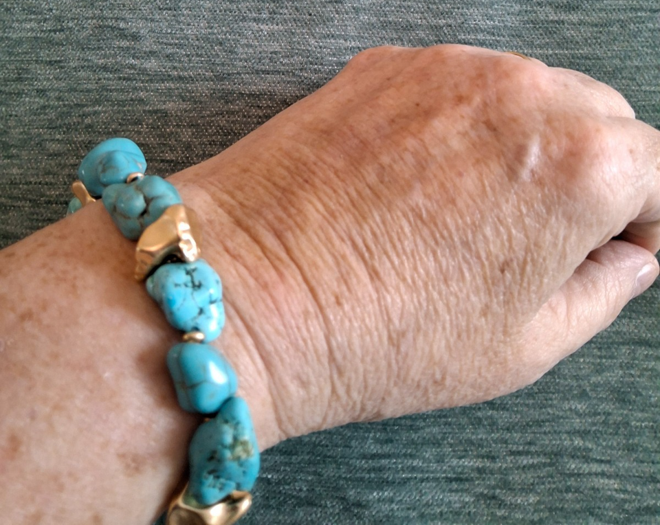 Chico's 2 Bracelets Set Turquoise & Stone Hero Turquoise Stretch ...
