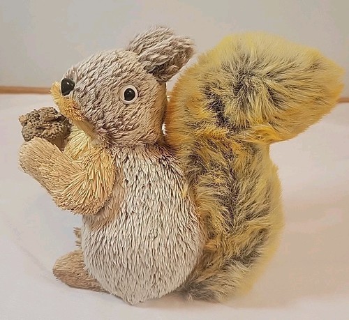 Paper Mache- Straw- Squirrel Figure With Nut- Statue Decor- Realistic ...