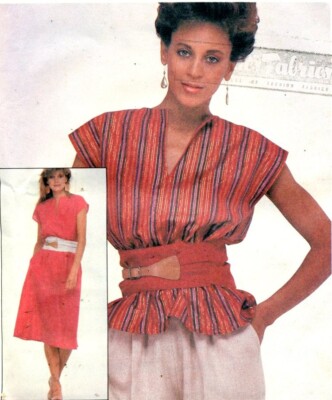 Uncut Sewing Pattern 7998 Ladies Retro style dress top size 10-12 1982 ...