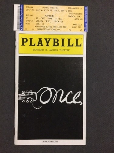 2012 ONCE PLAYBILL MUSICAL BERNARD B JACOBS THEATRE W/TICKET STUBB | eBay