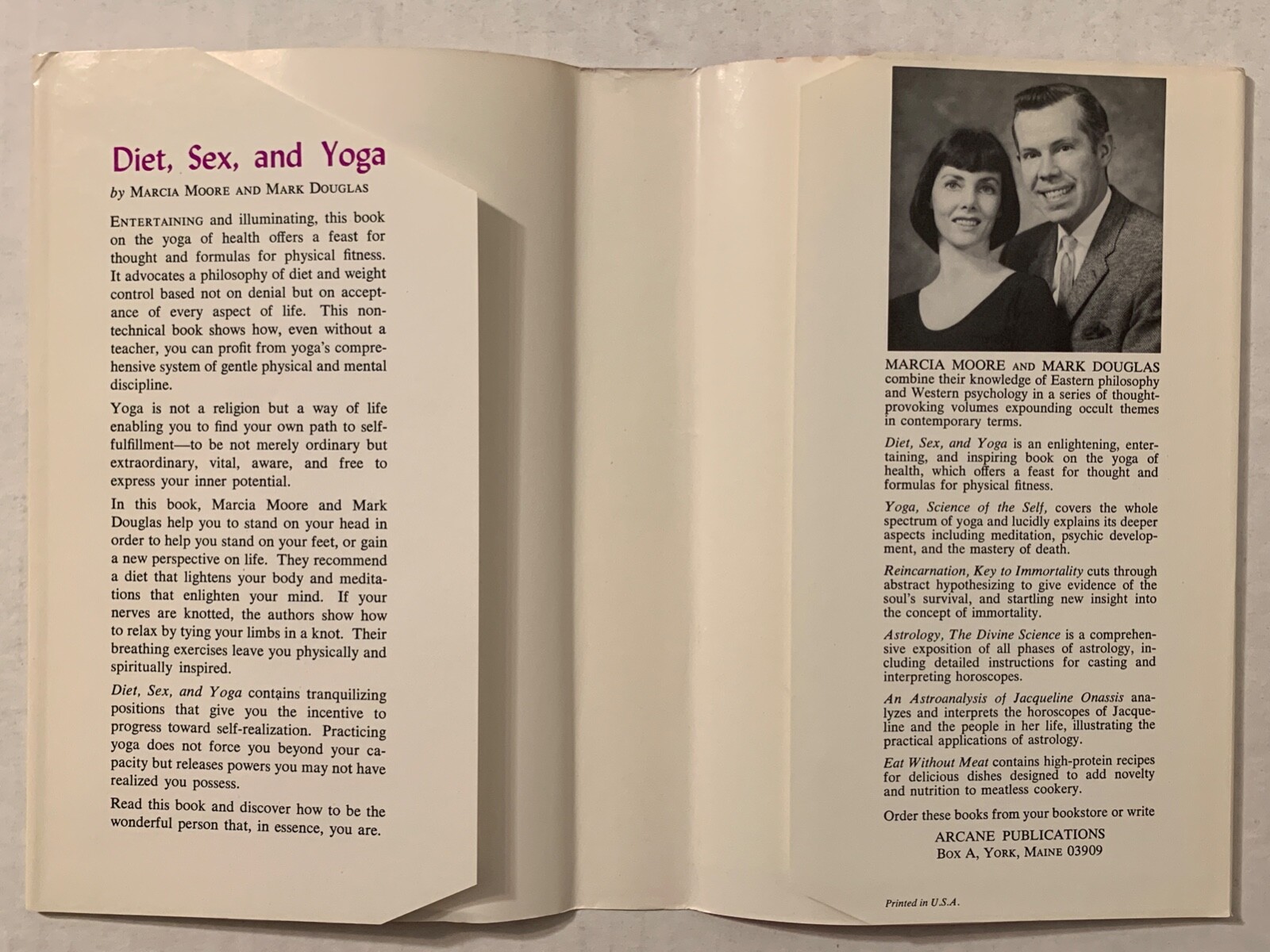 Diet Sex And Yoga Marcia Moore Mark Douglas Hardcover Book 1970 Revised ...
