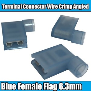 Electric Blue Female Flag 6.3mm Terminal Connector Wire Crimp Angled ...