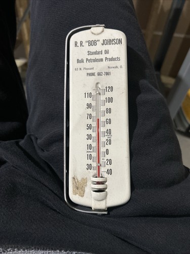 Vintage 8” RR Bob Johnson Standard Oil Thermometer Norwalk Ohio | eBay
