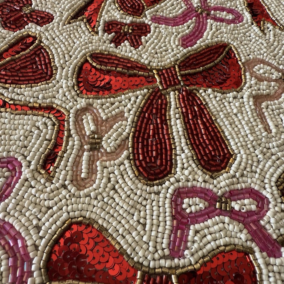 Valentines Day Heart Bow Beaded Placemat Charger Placemat 15" | eBay