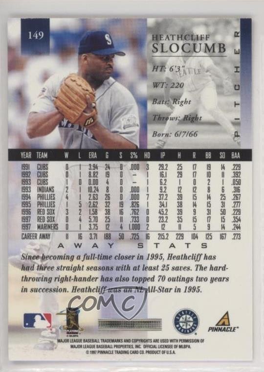 1998 Pinnacle Heathcliff Slocumb (Away Stats) #149 | eBay