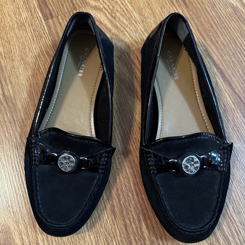 Coach Driving Moc Loafers Womens Size 7.5 B Black Suede Comfort Slip On ...