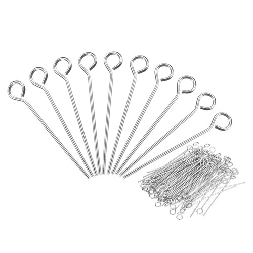 200Pcs 304 Stainless Steel Eye Pins Jewelry Findings Eye Pins 22mm Eye ...