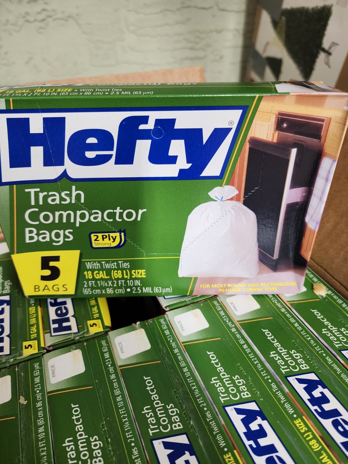NEW CASE! Hefty 2 Ply Trash Compactor Bags 18 Gallon 12 Packs 5 Each ...