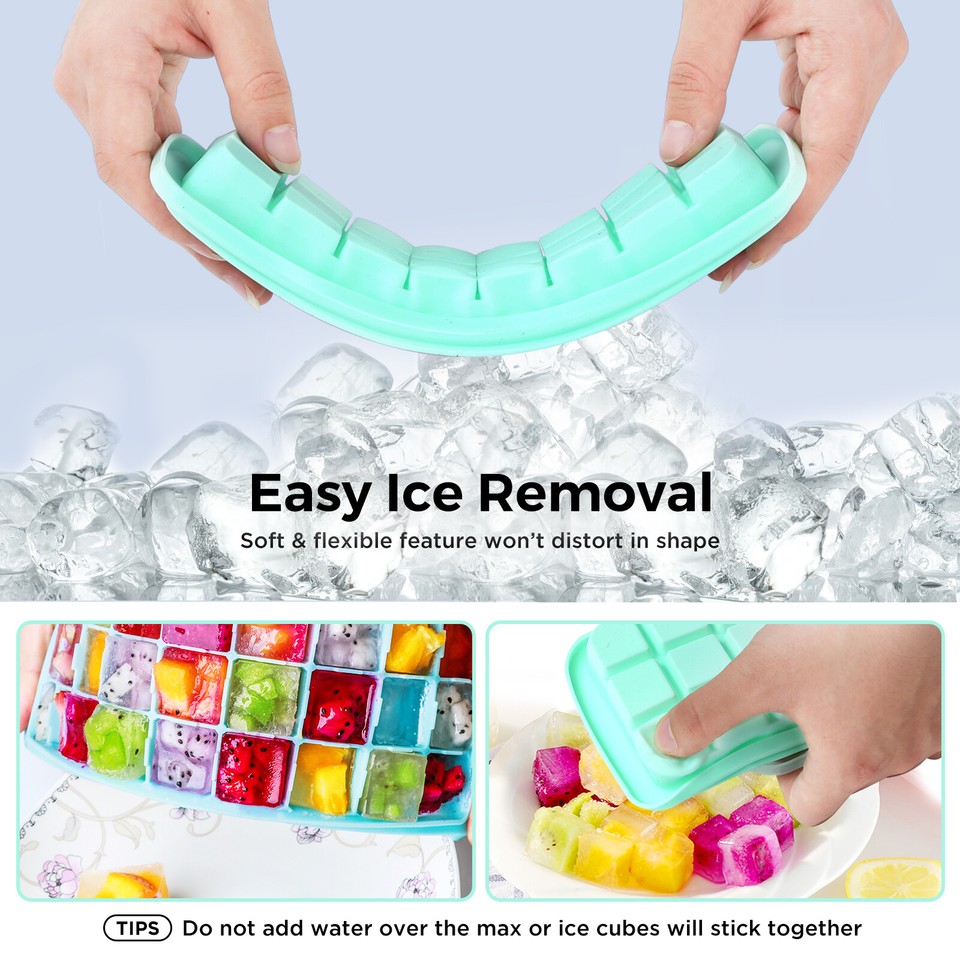 HUMBEE, Soft Silicone Ice cube Tray with PP Lid, BPA free 24 or 36 ...