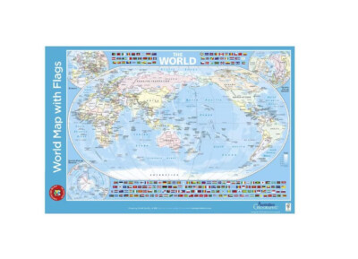 Learning Can Be Fun World Map with Flags Double Sided Chart 136cm x 96 ...