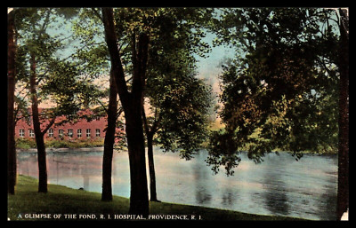 PROVIDENCE RHODE ISLAND HOSPITAL POND, Nicley Colored Lake Scene, TEICH ...