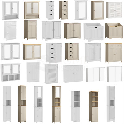 Bathroom Cabinet Single Double Door Wall Mounted Tallboy Cupboard MDF ...