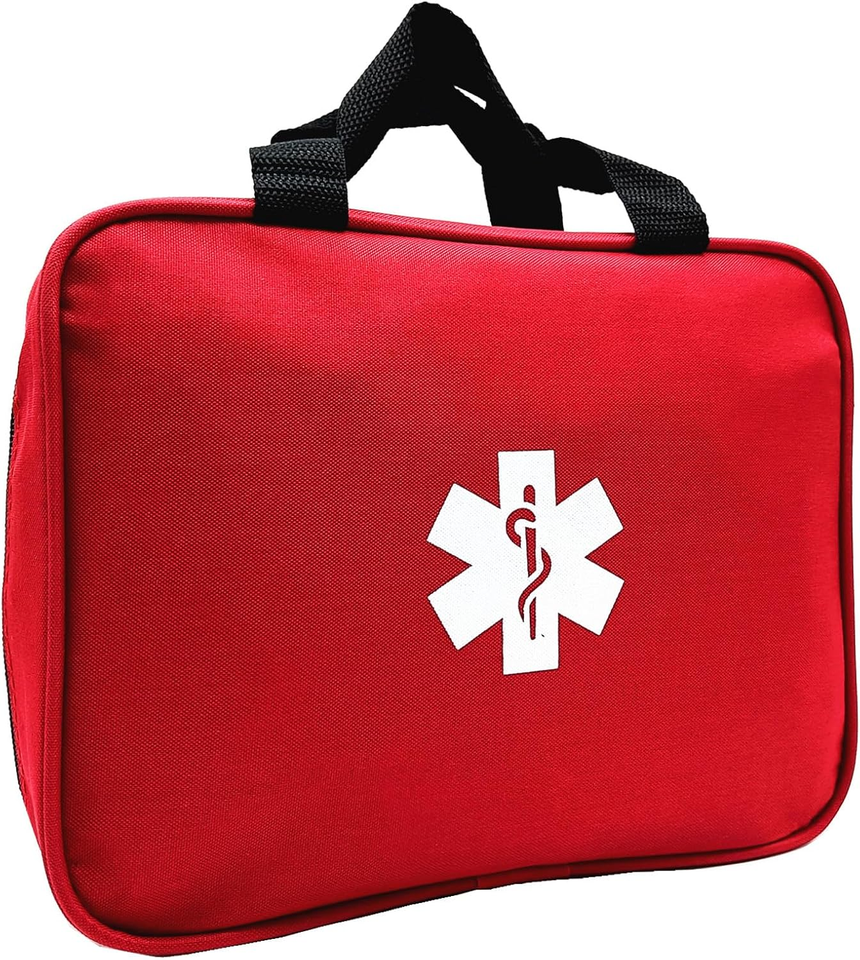 Red First Aid Bag Empty Travel Pouch First Responder Storage Medicine ...