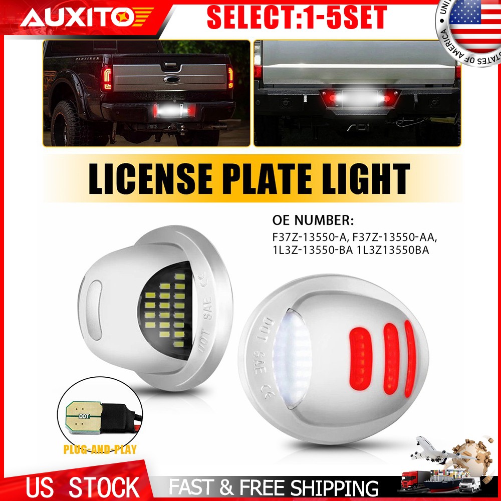 Fit 1990-1999 Ford F250 1990-97 F350 License Plate Light LED Chrome ...