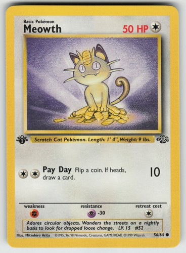 Pokemon 1st Edition Meowth Common Jungle 56/64 NM | eBay