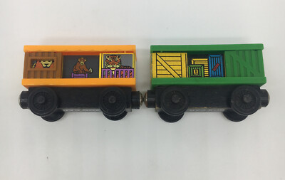 Thomas And Friends Wooden Railway Lot Of 2 Zoo Cars Sliding Doors ...
