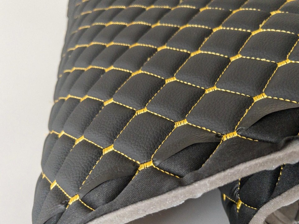 leatherette Fabric Foam Quilted BLACK AND YELLOW Car Seat Upholstery | eBay