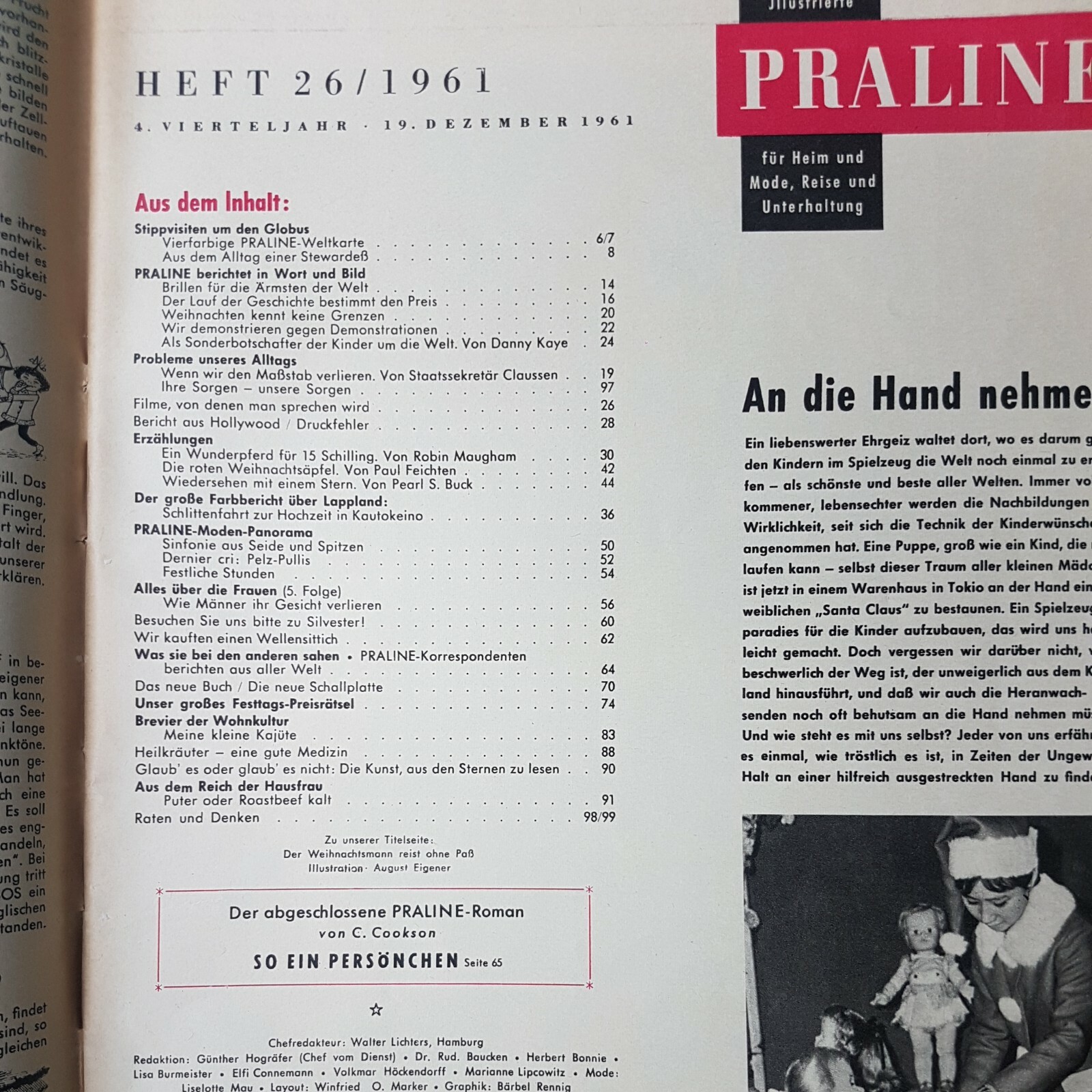 "Praline" Nr. 26/1961, vom 19.12.1961, Zeitschrift, Magazin, sehr guter ...