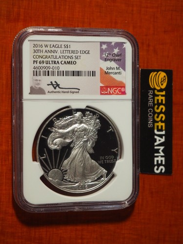 2016 W PROOF SILVER EAGLE NGC PF69 ULTRA CAMEO MERCANTI FROM ...