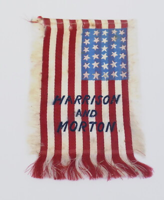 Antique 1888 President Harrison & Morton Political Campaign Silk Flag ...