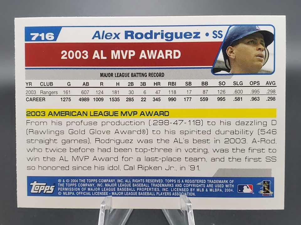 2004 Topps 2003 American League MVP Alex Rodriguez #716 | eBay