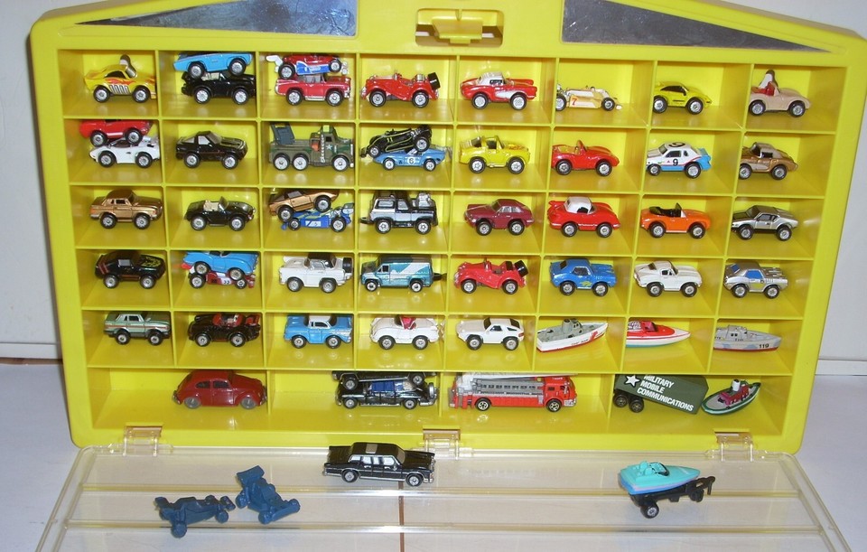 Vintage 1980s Galoob Micro Machines Yellow Case Lot of 56 Cars Boats ...