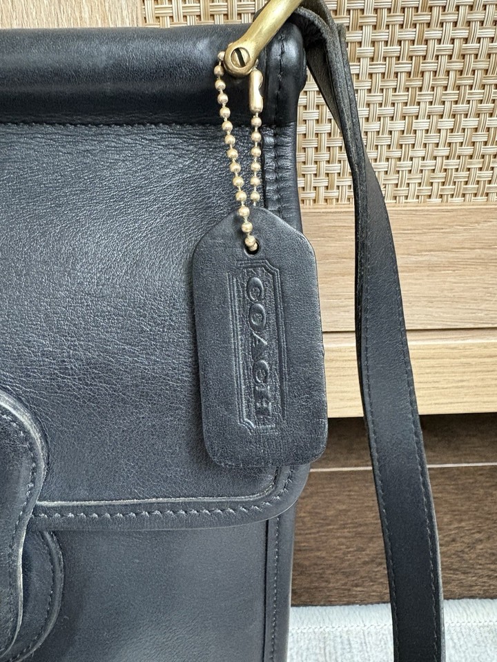 COACH Vintage Murphy Black Leather Crossbody Shoulder Bag Sidepack ...
