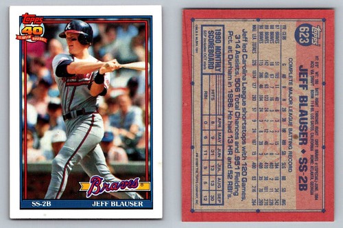 Jeff Blauser Shortstop Atlanta Braves Topps 1991 Card 623 Baseball | eBay