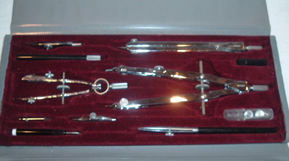 VINTAGE UNITECH DRAFTING TOOL SET, ENGINEERS CALIPERS AND INSTRUMENTS ...