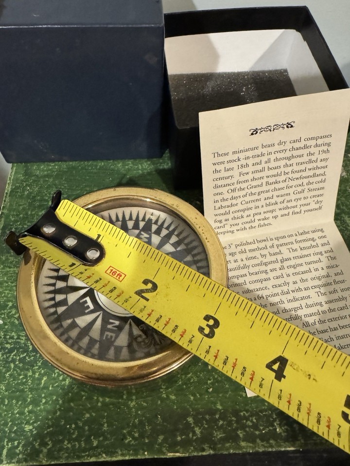 Vintage Brass Van Court Instrument Makers Dry Compass With Dedication ...