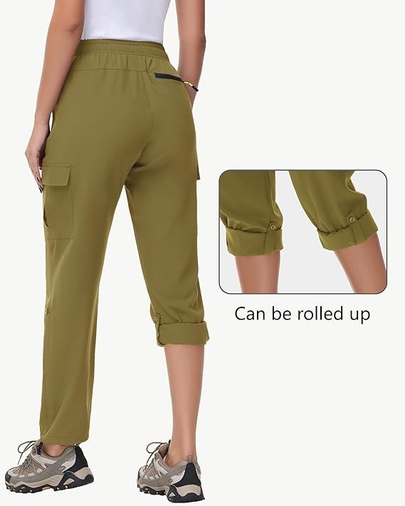 MIVEI Women's Hiking Cargo Capris Comfy Loose with 6 Pockets ...