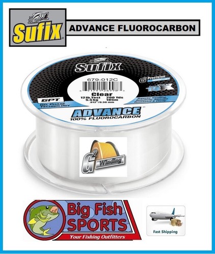 SUFIX ADVANCE Fluorocarbon Mainline or Leader CLEAR 200 Yards PICK YOUR SIZE! | eBay