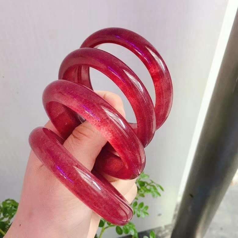 Natural Ice Strawberry Quartz Crystal Lady Bangle AAAA Inner Diameter ...