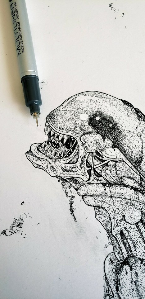 Alien Chestburster Drawing - Original Ink Drawing | eBay